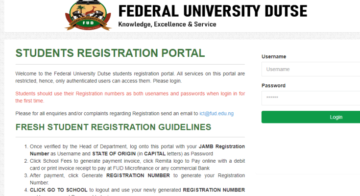 FUD Payment portal | Registration, acceptance and school fees payment ...